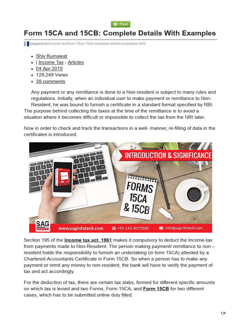 Taxguru - In-Form 15CA and 15CB Complete Details With Examples | PDF ...
