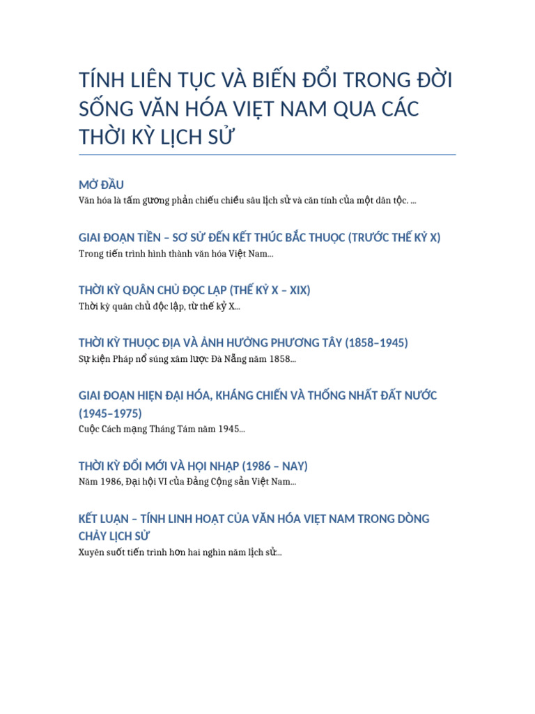 BaoCao LichSu VanHoaVietNam | PDF