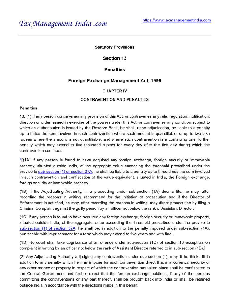 FEMA - Section 13 - Penalties | PDF | Property | Criminal Justice