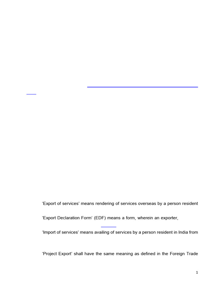 Draft Foreign Exchange Management Export and Import of Goods and ...