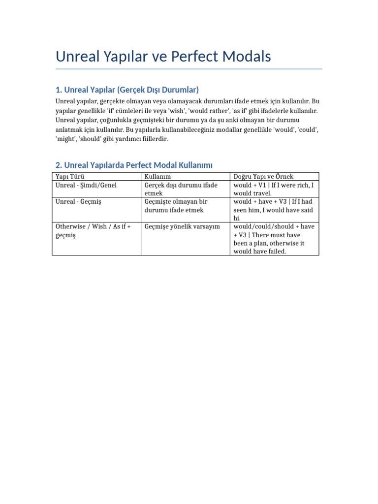 Unreal Yapilar Ve Perfect Modals | PDF