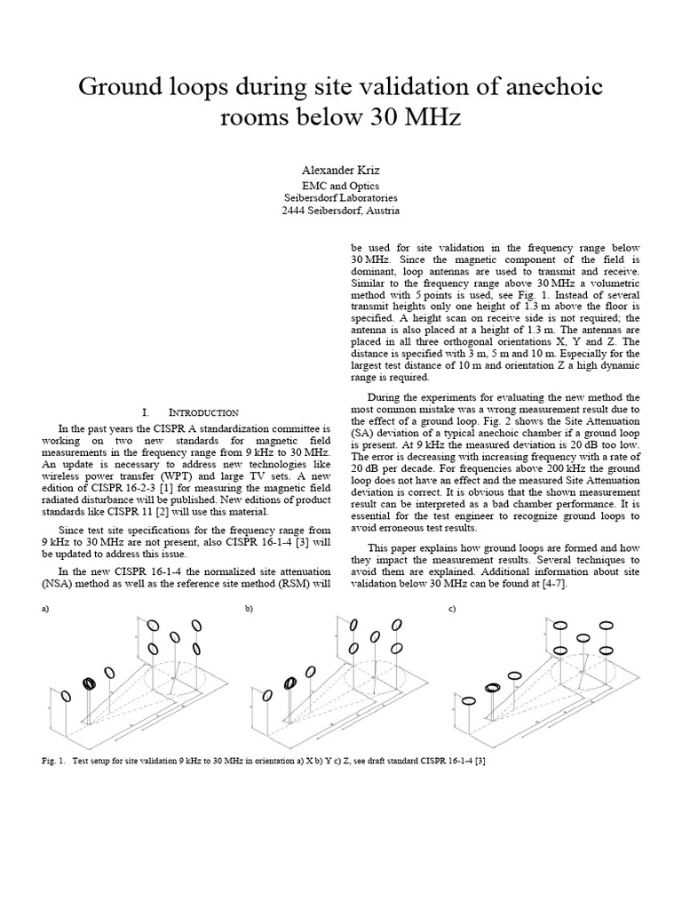 2018 Ground Loops During Site Validation of Anechoic Rooms Below 30 MHZ ...