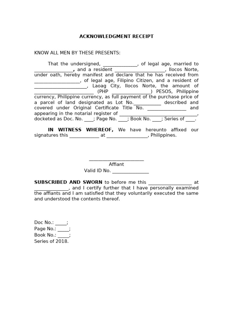 Acknowledgment Receipt for Land Payment | PDF