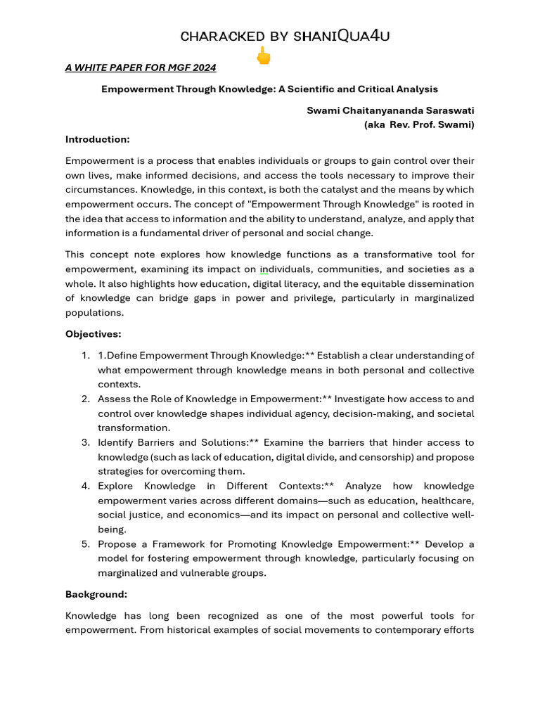 Empowerment Through Knowledge Framework | PDF