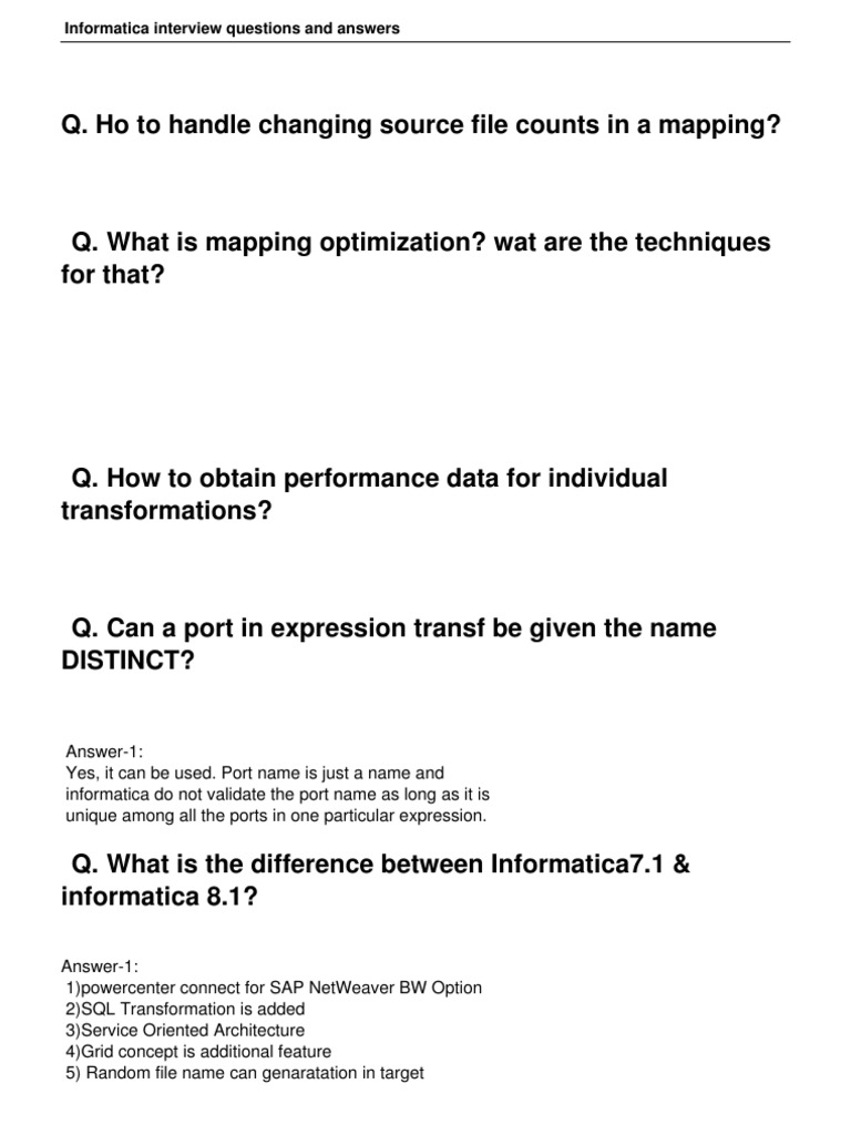 22 Informatica Interview Questions and Answers | PDF | Parameter (Computer Programming ...