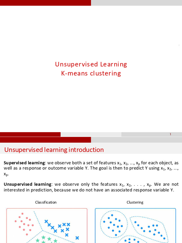 Lec 05 Unsupervised-Kmeans | PDF | Cluster Analysis | Machine Learning