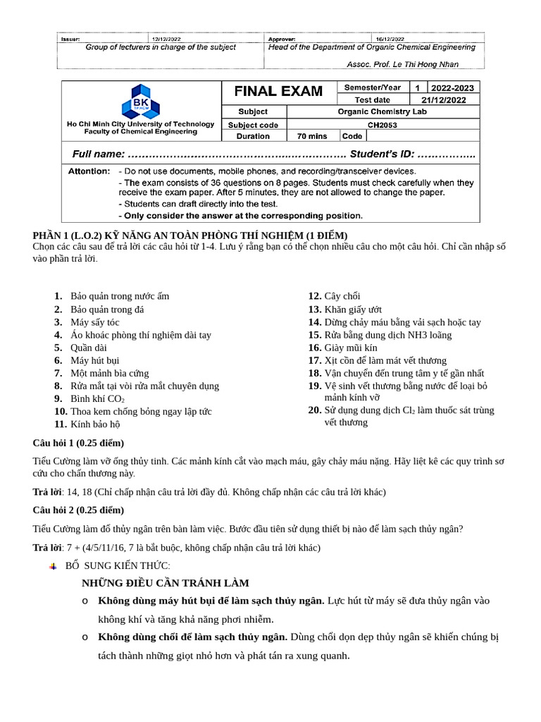 ĐỀ THI TN HHC | PDF