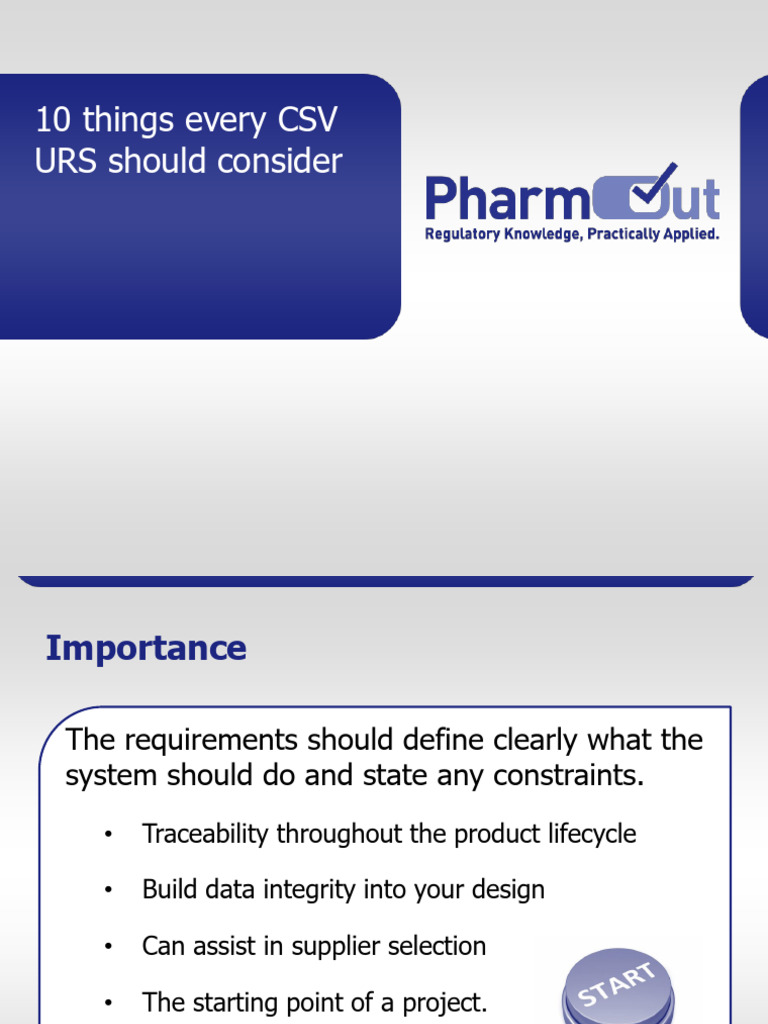 2015 GMP Validation Forum D2.T3.S4.P1 Grant South 10 Things Every CSV URS Should Consider | PDF