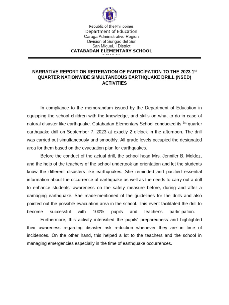 Narrative Report SEPTEMBER | PDF | Emergency Management | Risk