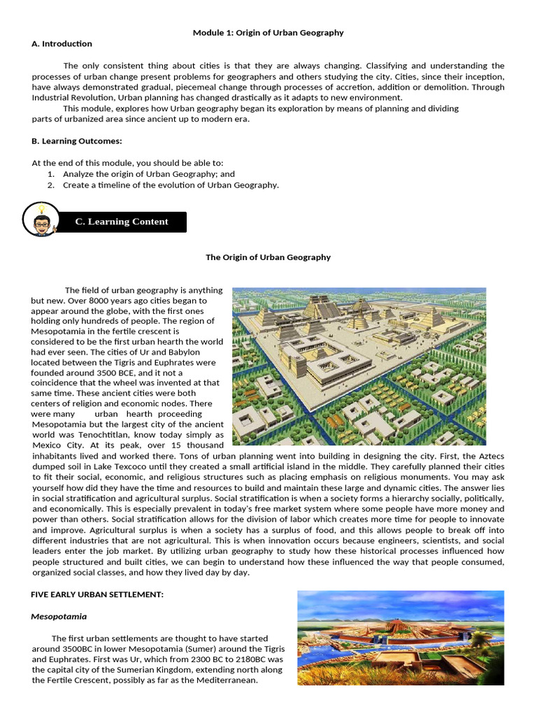 Evolution of Urban Geography Insights | PDF | Sumer | Geography