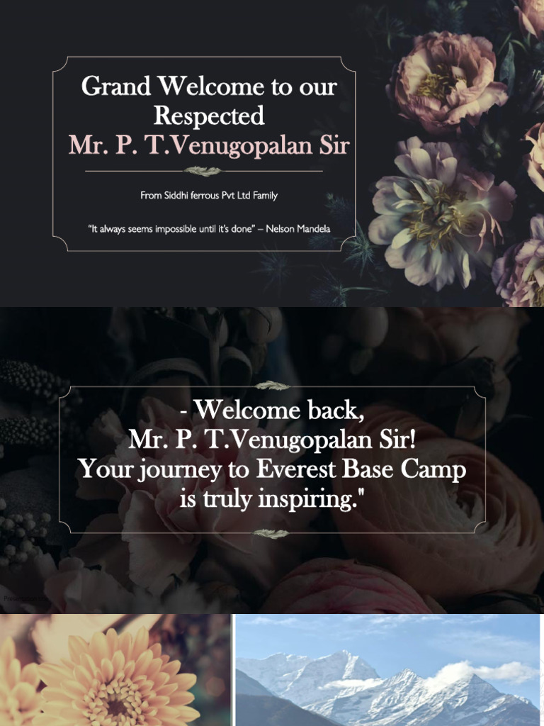 Welcome Presentation For Venu. Sir | PDF