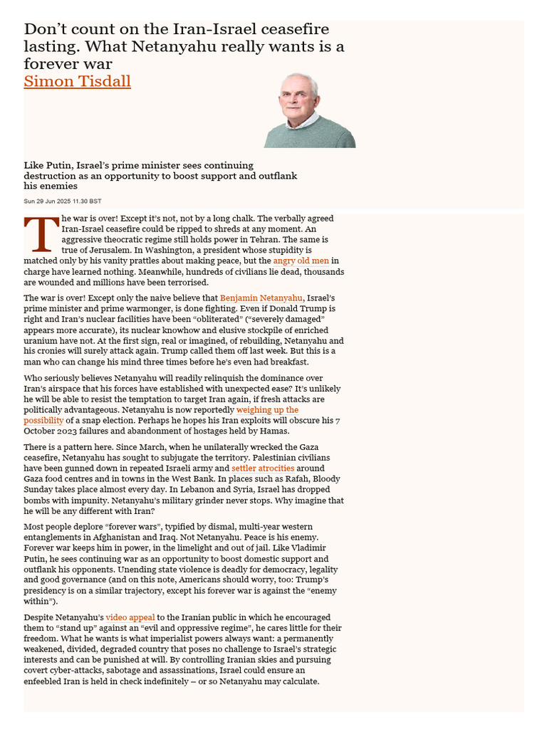 Don't Count On The Iran-Israel Ceasefire Lasting. What Netanyahu Really ...