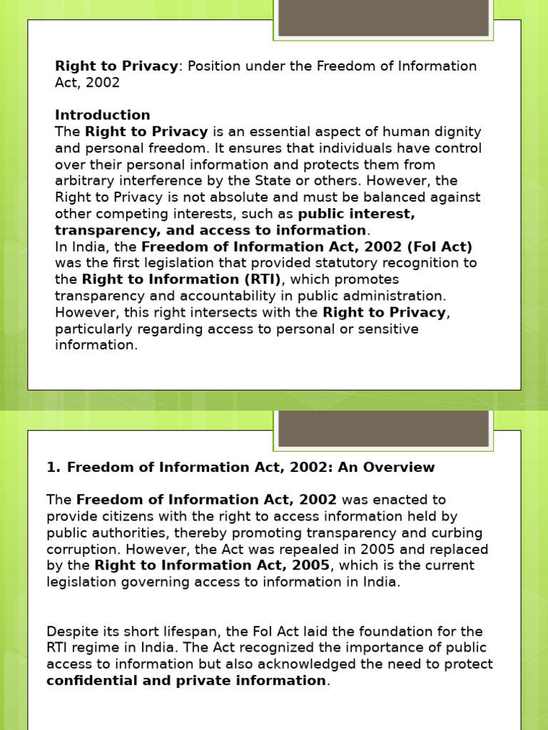 Freedom of Information and Right To Privacy | PDF | Freedom Of ...