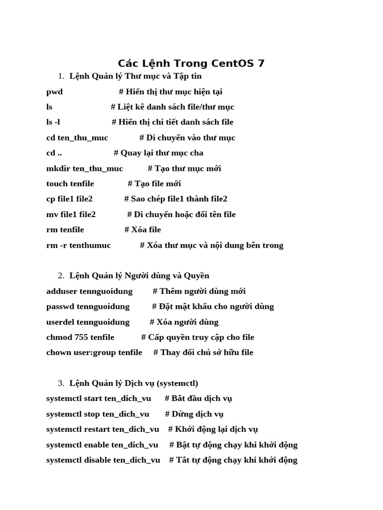 Các Lệnh Trong CentOS 7 | PDF