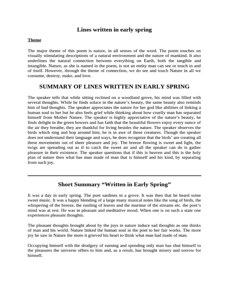 Lines Written in Early Spring New | PDF