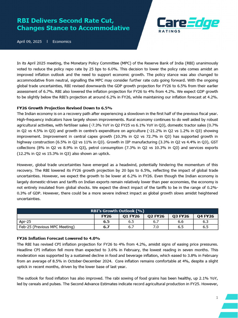 RBI Delivers Second Rate Cut, Changes Stance To Accommodative | PDF ...