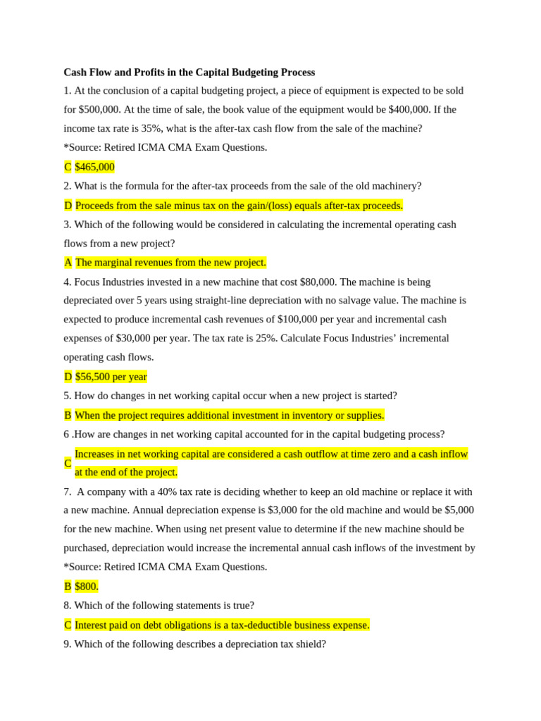 Capital Budgeting Cash Flow Analysis | PDF | Net Present Value ...