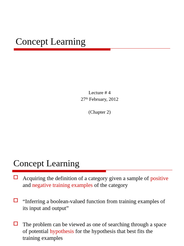 Lecture4 s12 Concept Learnin | PDF | Hypothesis | Function (Mathematics)