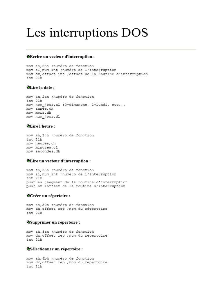 2 - Int 21 DOS Et BIOS | PDF | Ingénierie informatique | Données ...