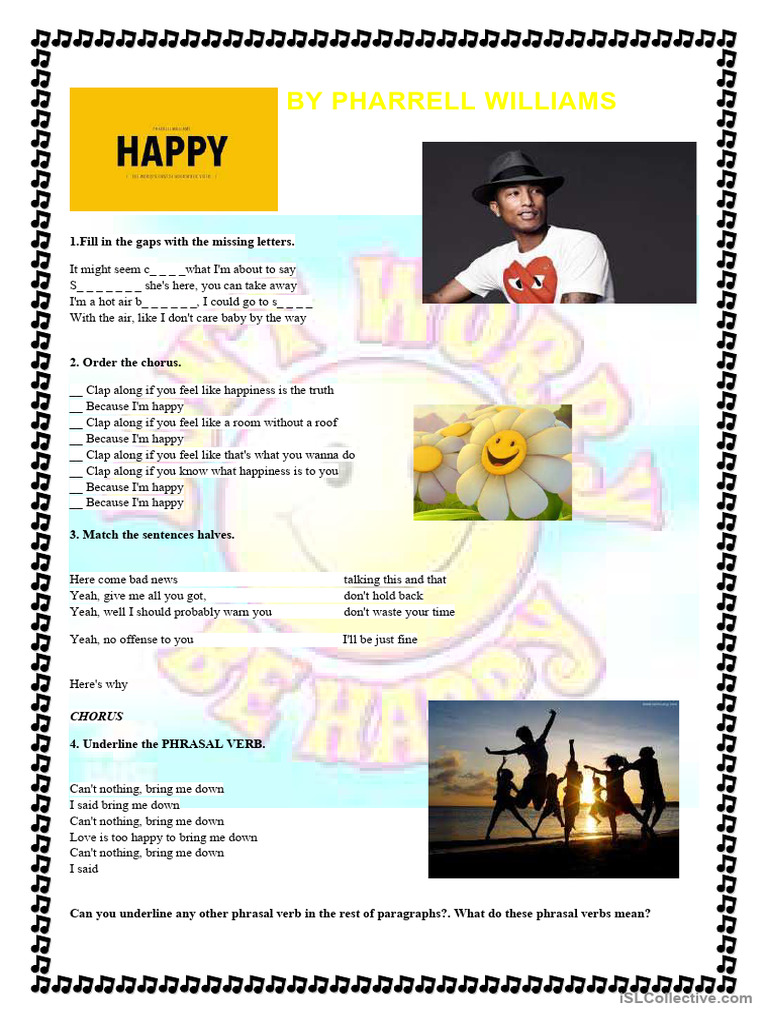 Pharrell Williams Lyrics Activity Guide | PDF
