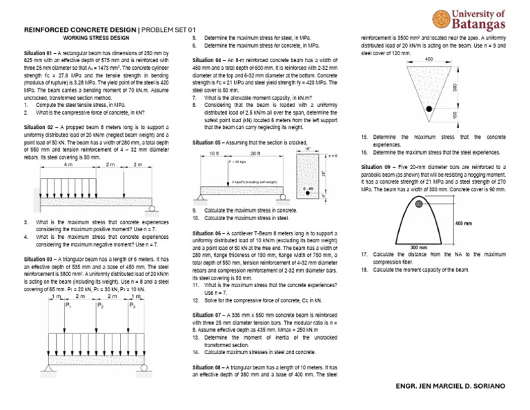 Problem Set 01 (Working Stress Design) - EngrJmSoriano | PDF | Beam ...