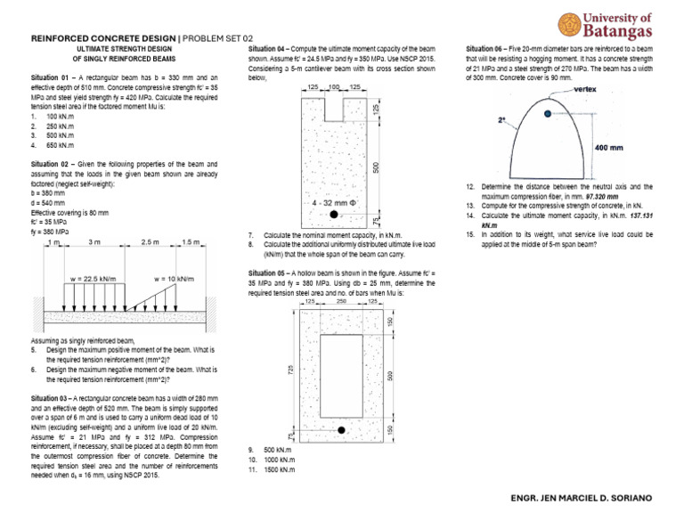 Problem Set 02 (Ultimate Strength Design - SRB) - EngrJmSoriano | PDF ...