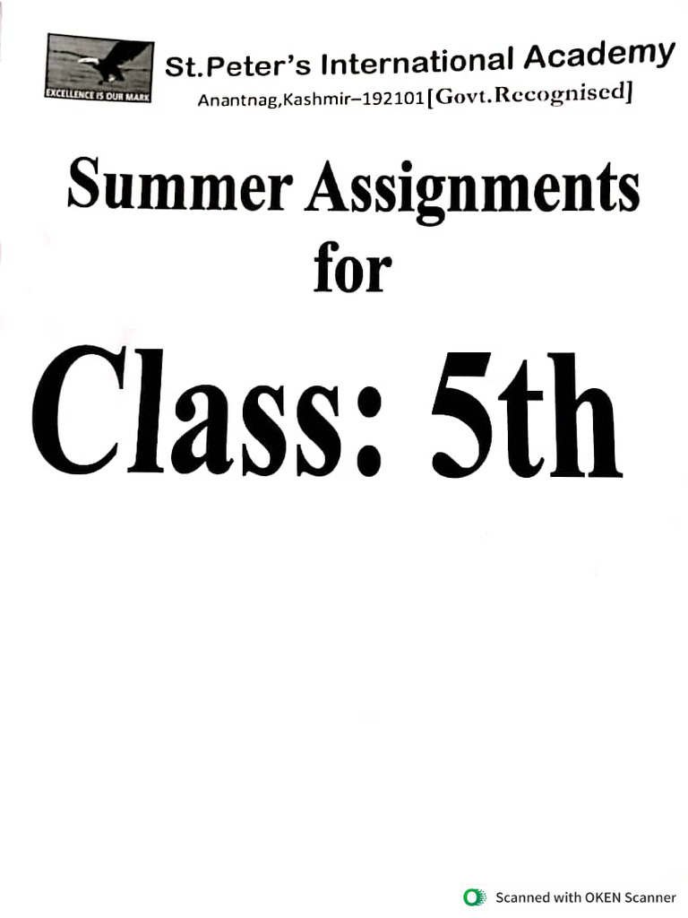 Summer Assignment For Class 5th | PDF