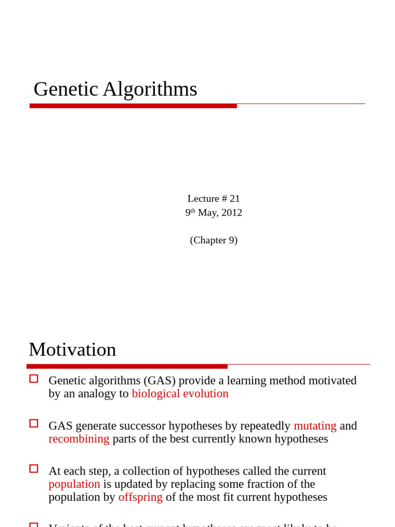 Lecture21 s12 Genetic Algo | PDF | Genetic Algorithm | Applied Mathematics