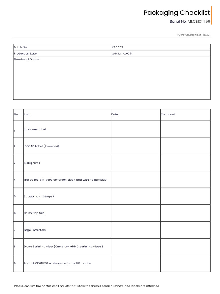 Packaging Checklist PO1017 4IBC 13,14,15,16 | PDF | Industrial ...