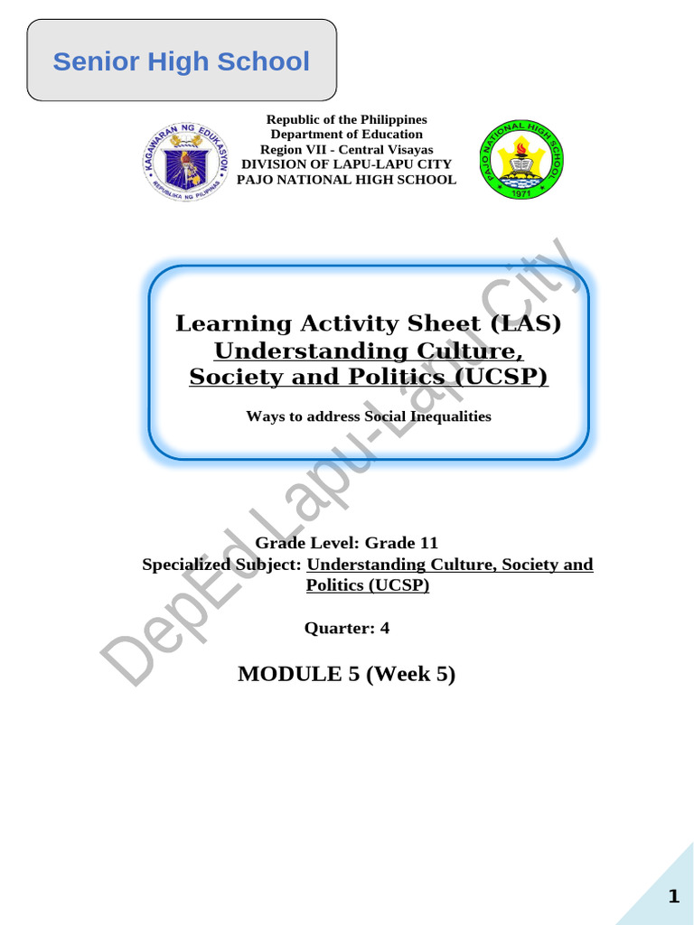 Ucsp Las 5-Fourth Quarter | PDF | Social Inequality | Discrimination ...