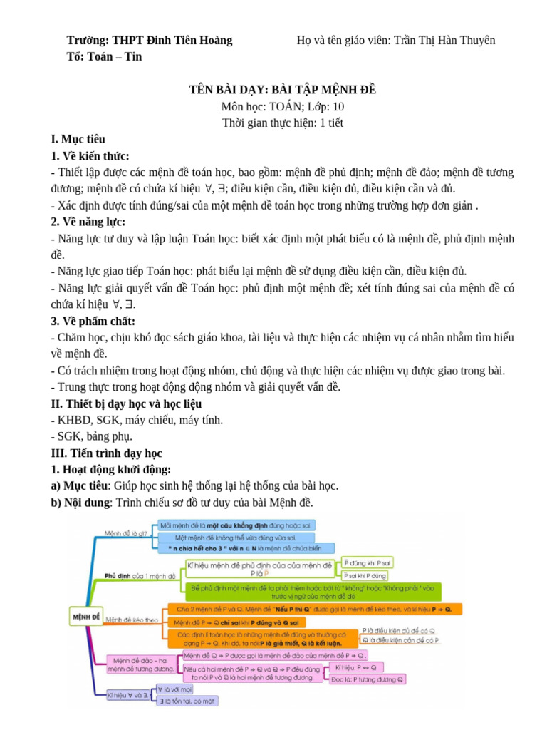 KHBD Mệnh đề (PPCT 4) | PDF