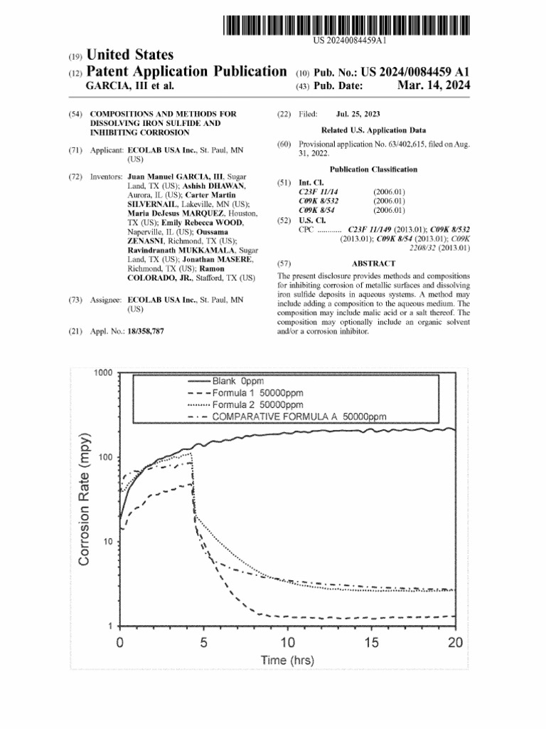 Ecolab US20240084459A1 | PDF