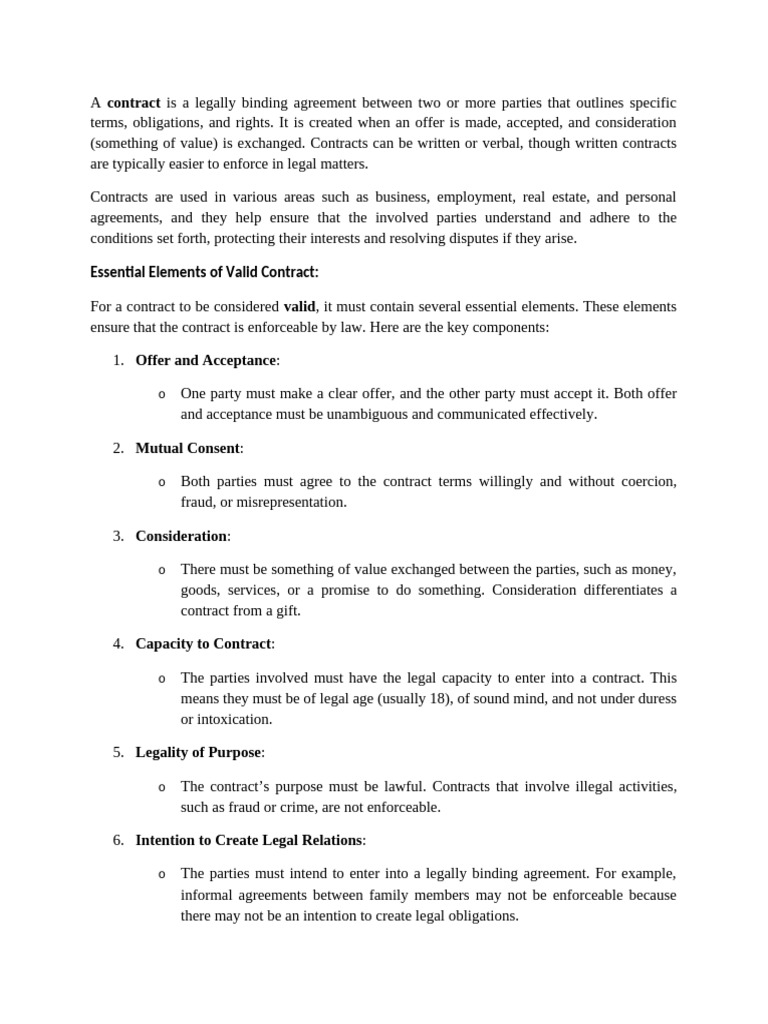 Essential Elements and Types of Contracts | PDF | Breach Of Contract ...