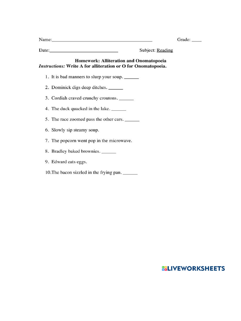 Alliteration and Onomatopoeia | PDF