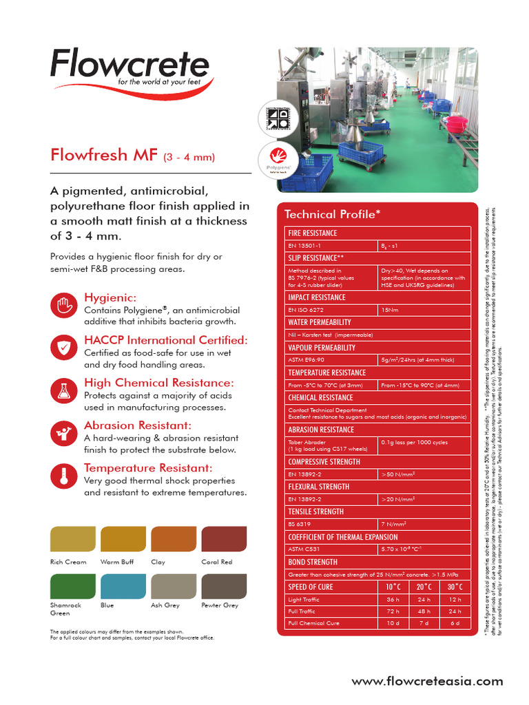 Flowcrete Asia - System Data Sheet - Flowfresh MF | PDF | Food Safety ...