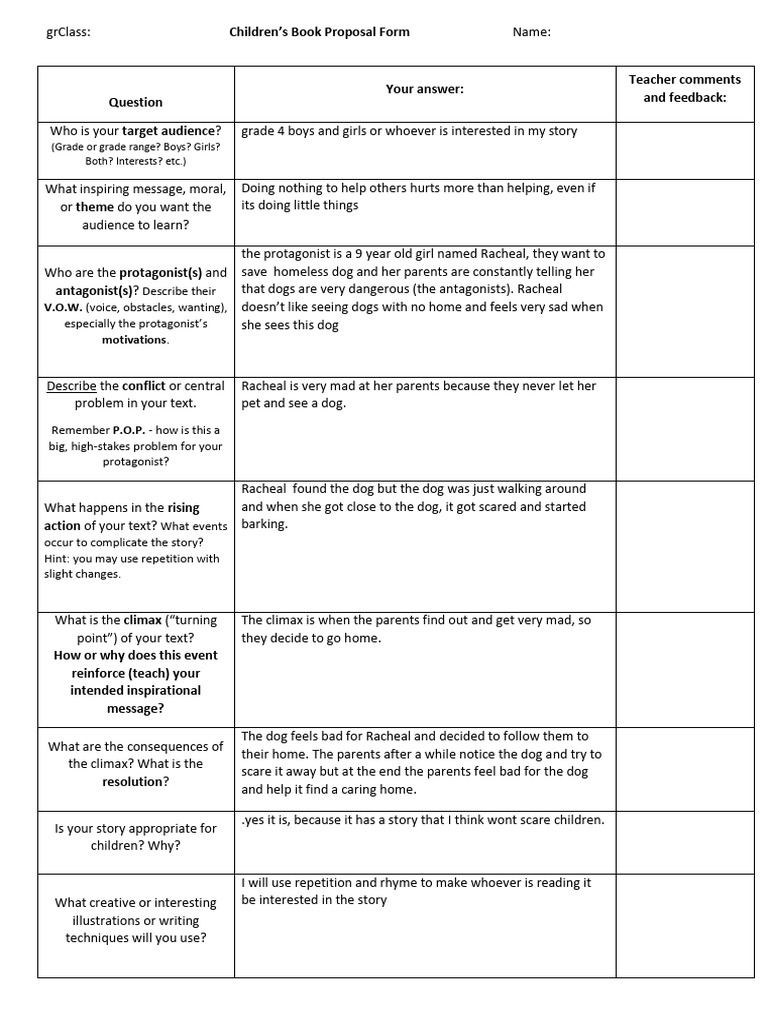 Children's Book Proposal Template | PDF