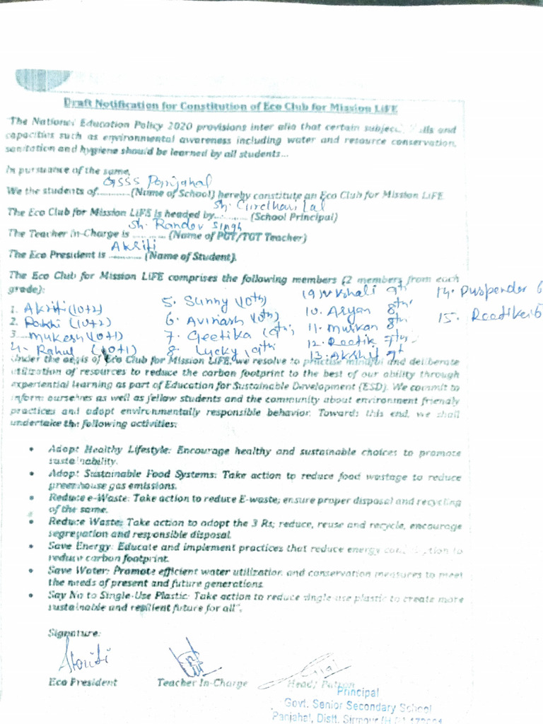 Eco Club Constitution Notification | PDF