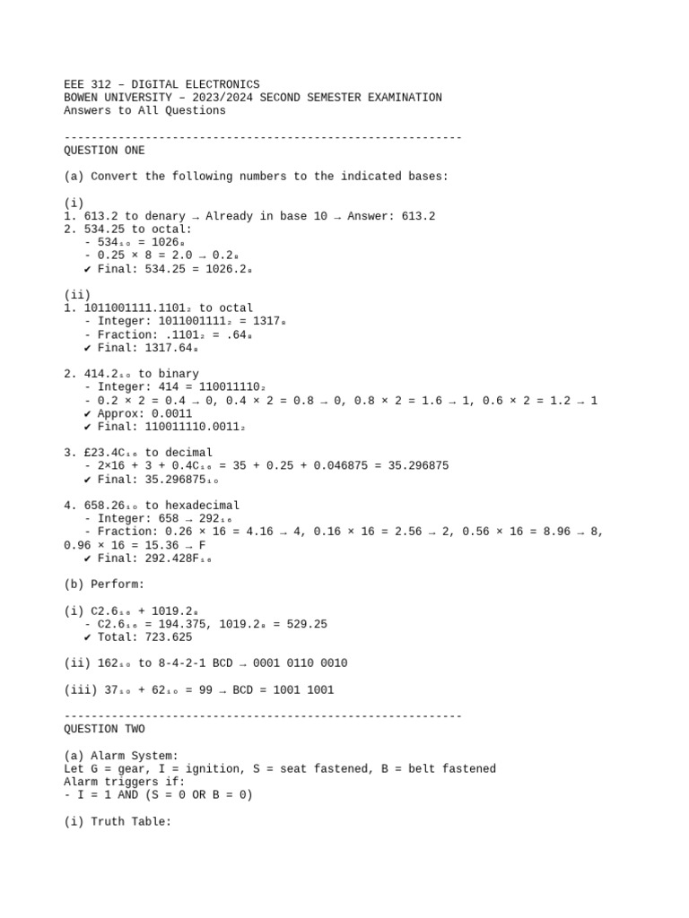 Digital Electronics Exam Solutions 2023 | PDF | Central Processing Unit ...