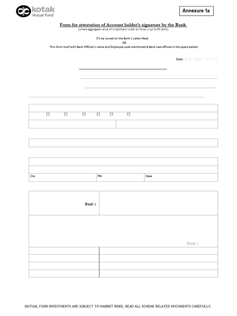 Bank Attestation Form Annexure 1a | PDF