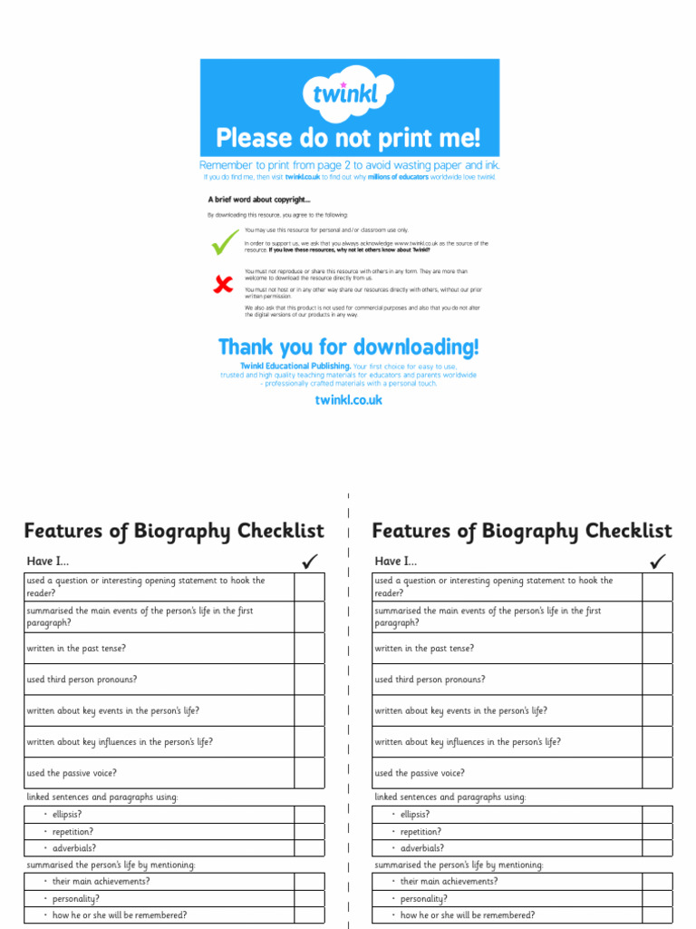 Biography Writing Checklist | PDF | Linguistic Typology | Language Families