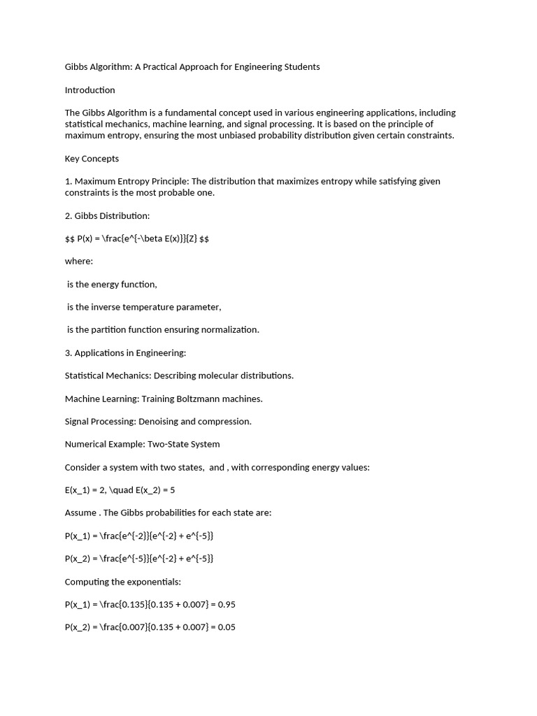 Gibbs Algorithm | PDF