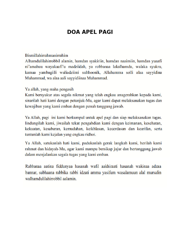 Doa Apel Pagi | PDF
