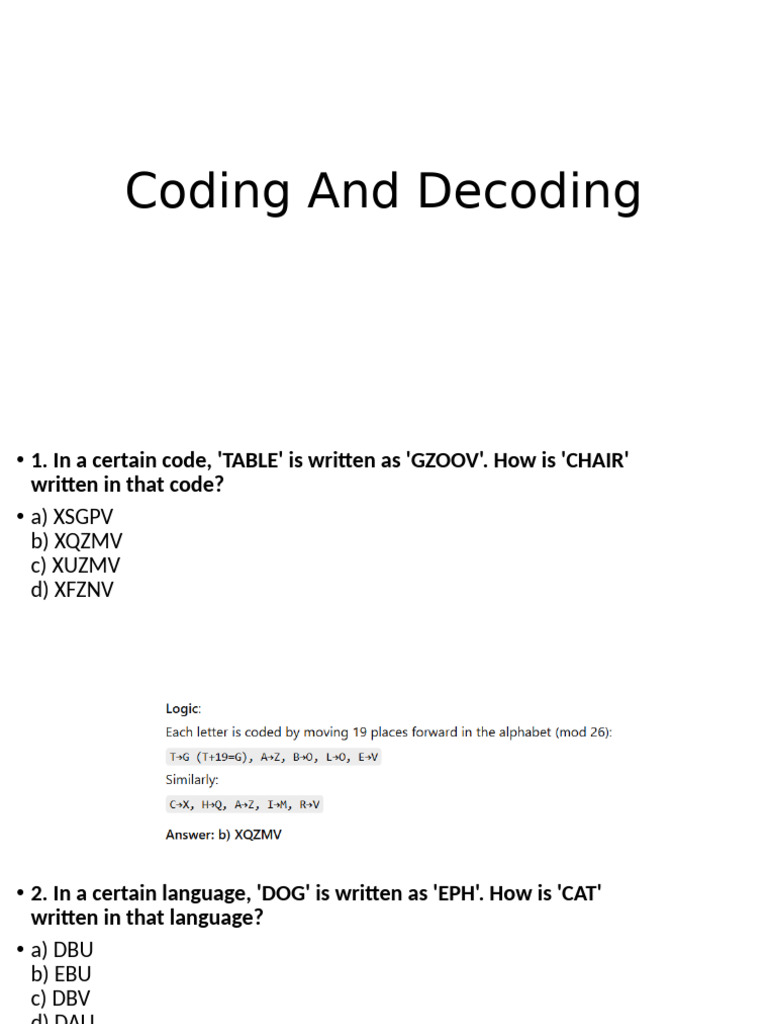 Coding and Decoding | PDF