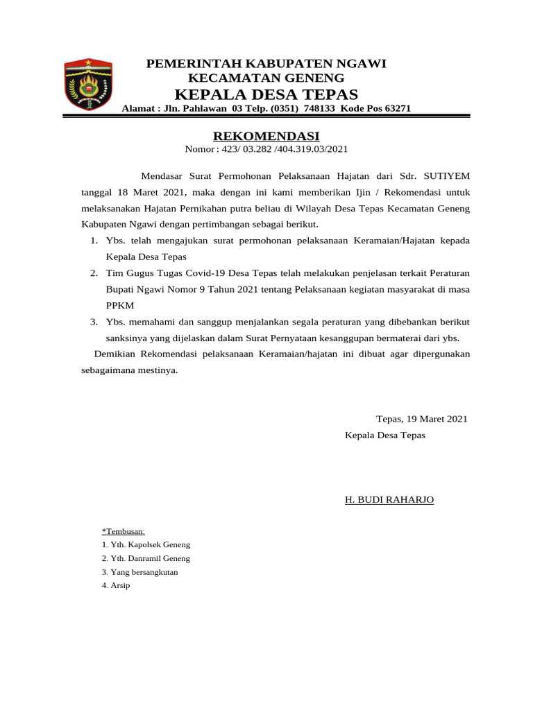 Rekomendasi Hajatan Pernikahan Desa Tepas | PDF