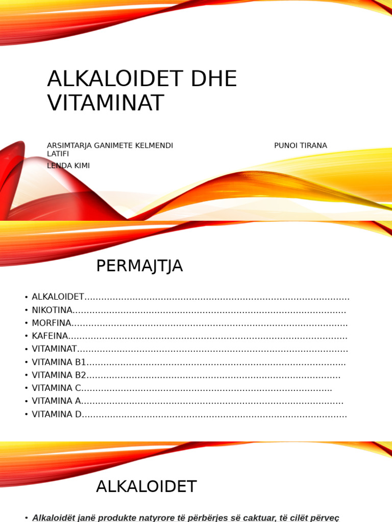 Alkaloidet Dhe Vitaminat Kimi Tirana | PDF