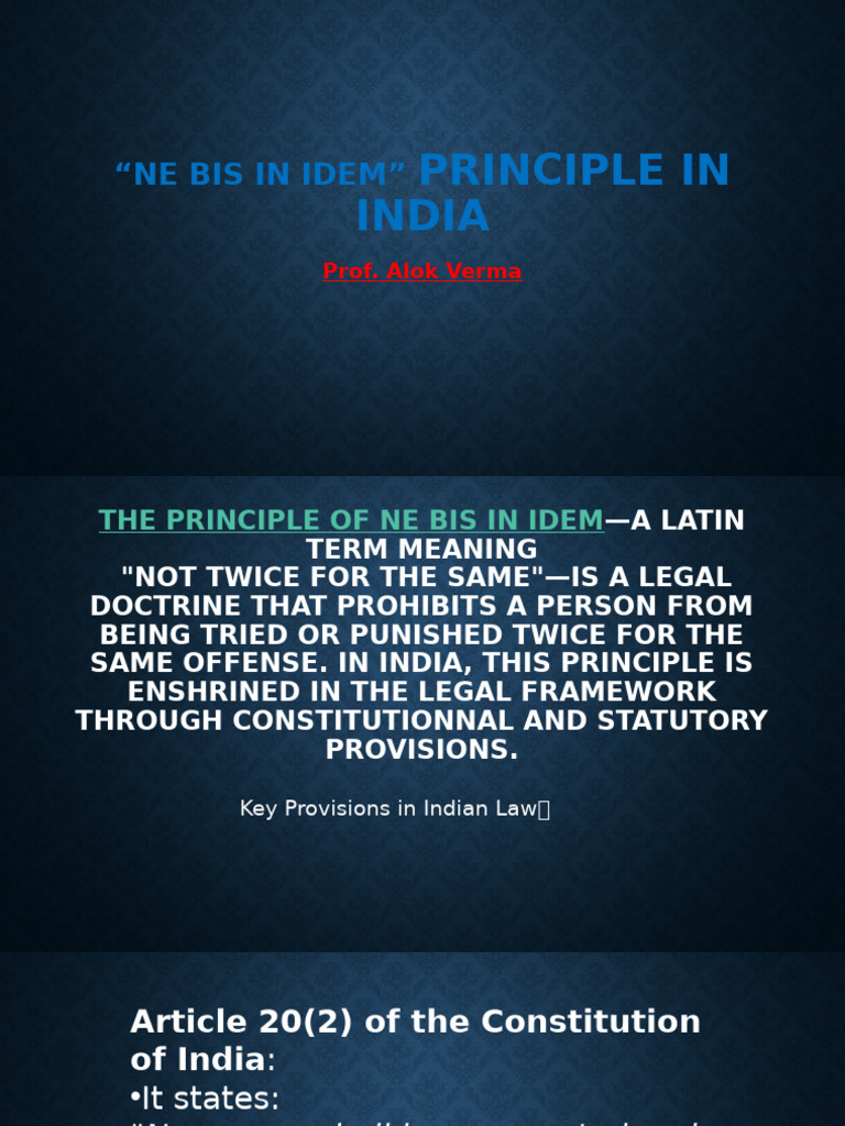 Ne Bis in Idem Principle in India | PDF | Double Jeopardy | Crimes