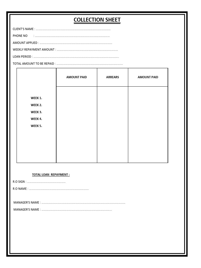 Collection Sheet | PDF