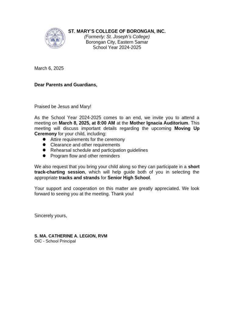 Grade 10 Parents Letter | PDF
