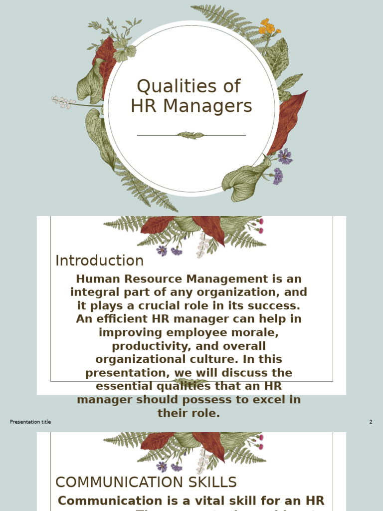 QUALITIES OF HR MANAGERS | PDF | Human Resources | Recruitment