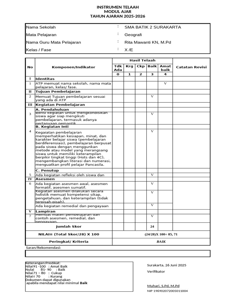 Verifikasi Modul Ajar X | PDF